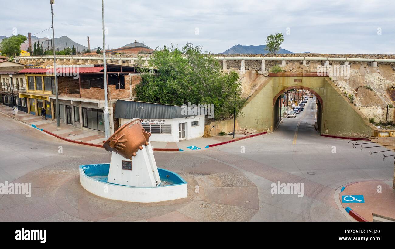 Aerial view of the town or city of Cananea, officially, Heroica City of ...