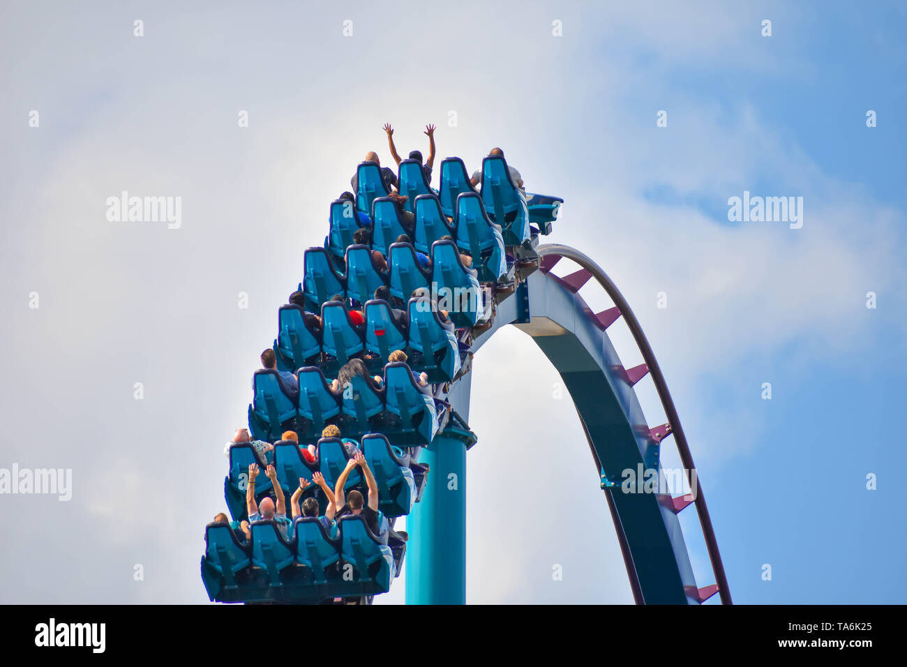 Orlando, Florida . February 17 , 2019 Ride Mako, a hyper coaster known ...