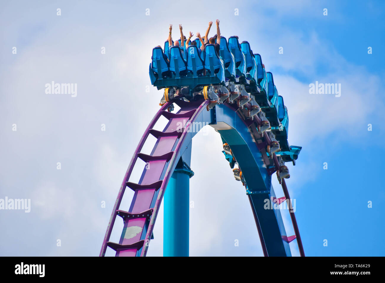 Orlando, Florida . February 17 , 2019 Ride Mako, a hyper coaster known ...