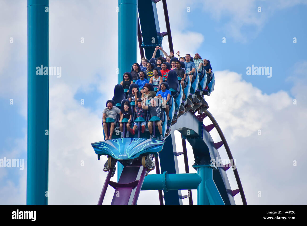 Orlando, Florida . February 17 , 2019 Ride Mako, a hyper coaster known ...