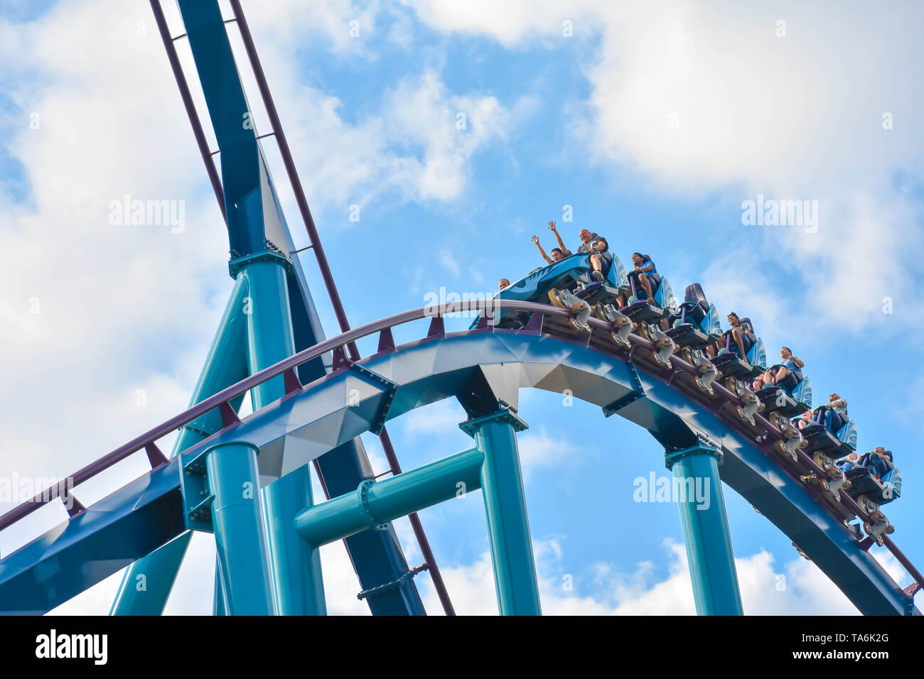 Orlando, Florida . February 17 , 2019 Ride Mako, a hyper coaster known ...