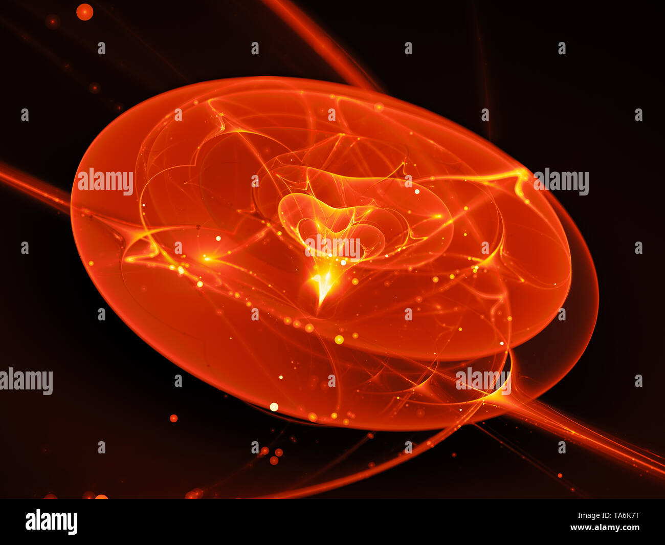 Fiery glowing new technology in deep space, computer generated abstract background, 3D rendering ...