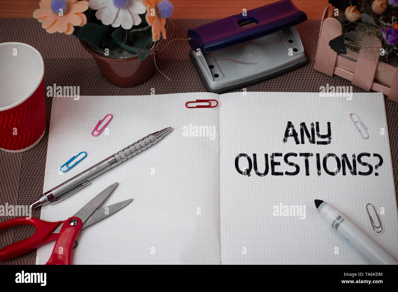 Handwriting text Any Questions Question. Conceptual photo you say write ...