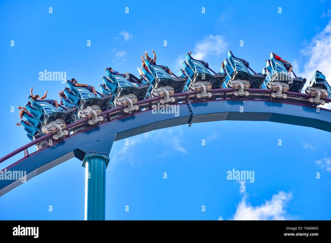 Orlando, Florida. December 26, 2018. People enjoy thrills for ride of ...
