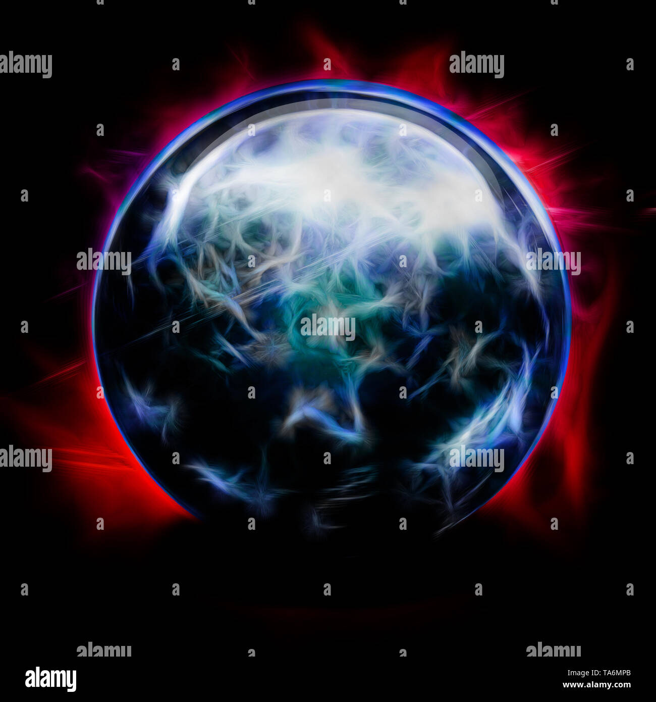 Crystal ball with red light glow Stock Photo - Alamy