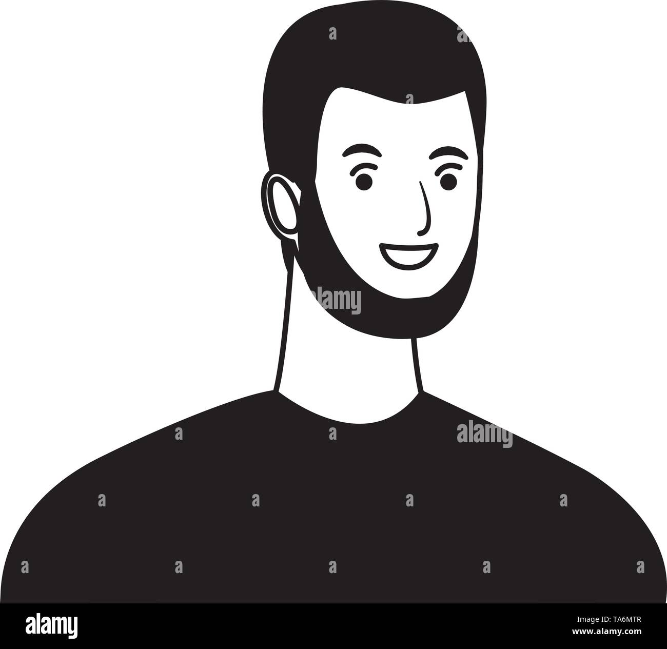 man avatar cartoon character in black and white vector illustration ...