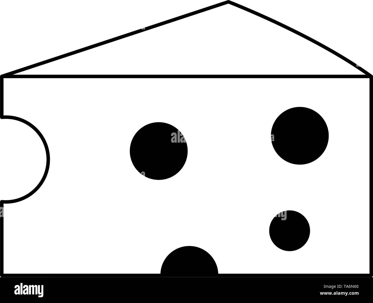 Cheese diary food isolated cartoon in black and white Stock Vector ...