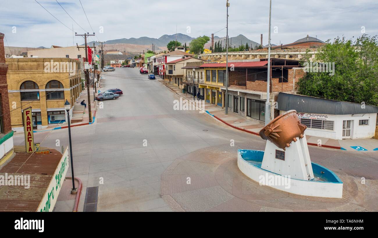 Aerial view of the town or city of Cananea, officially, Heroica City of ...