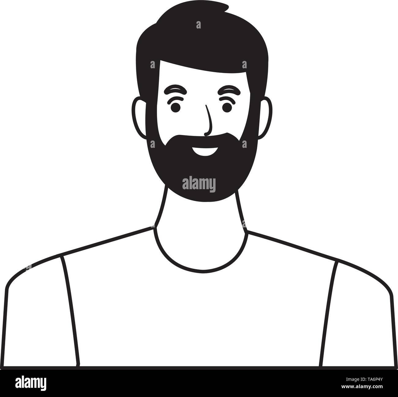 man avatar cartoon character in black and white vector illustration ...