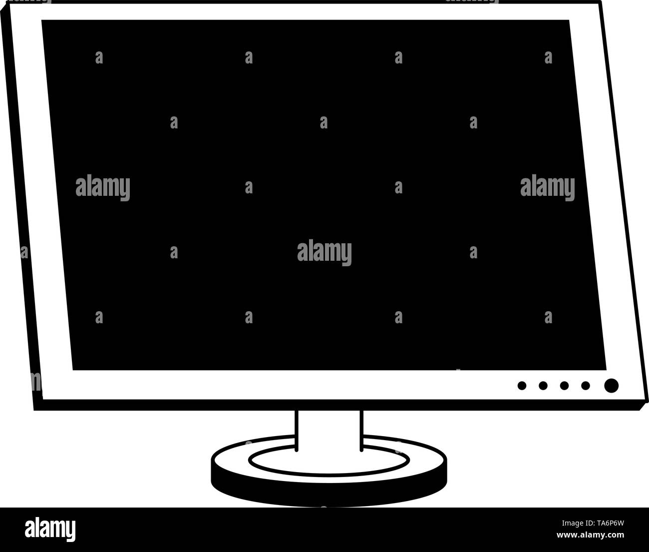 Computer monitor hardware device isolated in black and white Stock ...