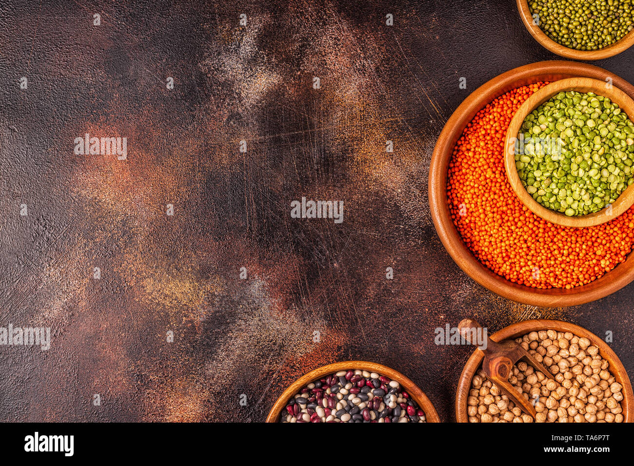 Assortment of Legumes - lentils, peas, mung, chickpeas and different ...