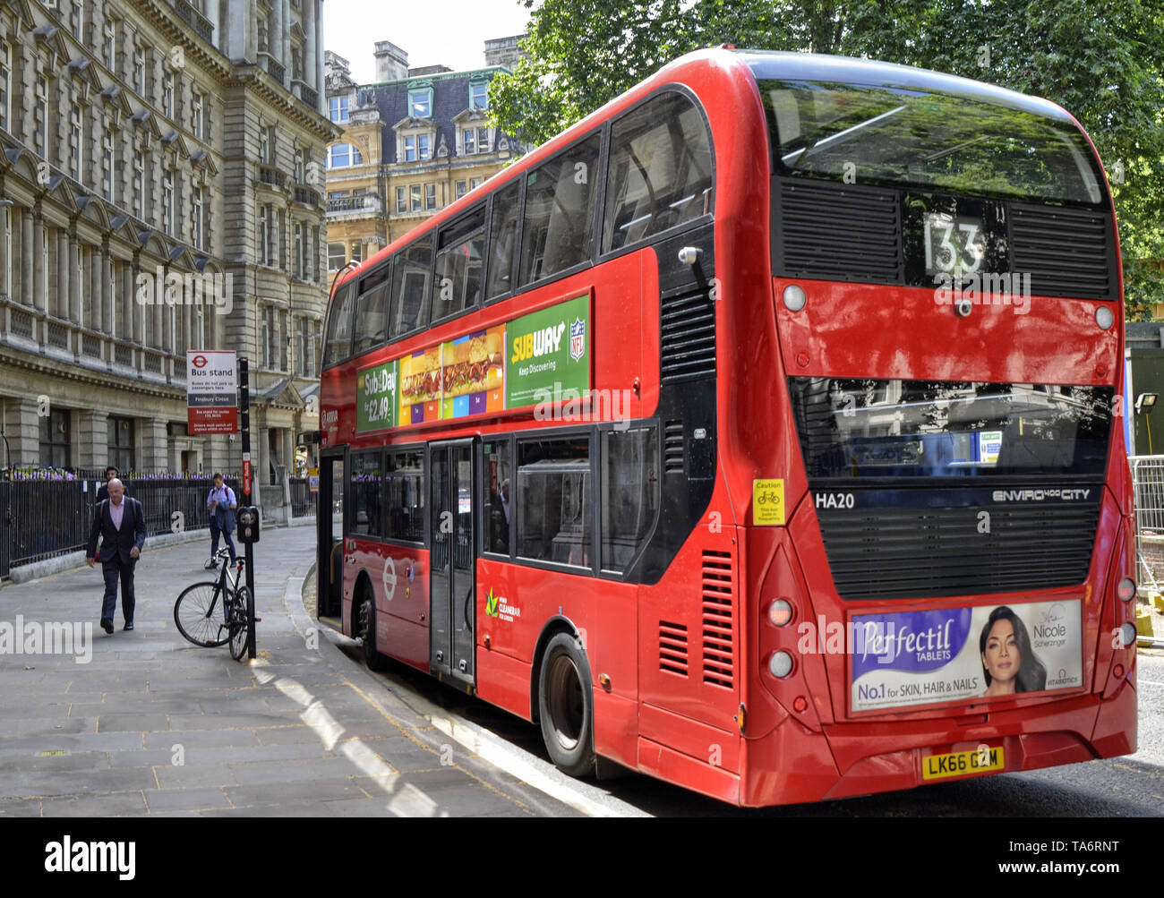 London, United Kingdom, June 14 2018. In Finsbury Circus Square we can ...