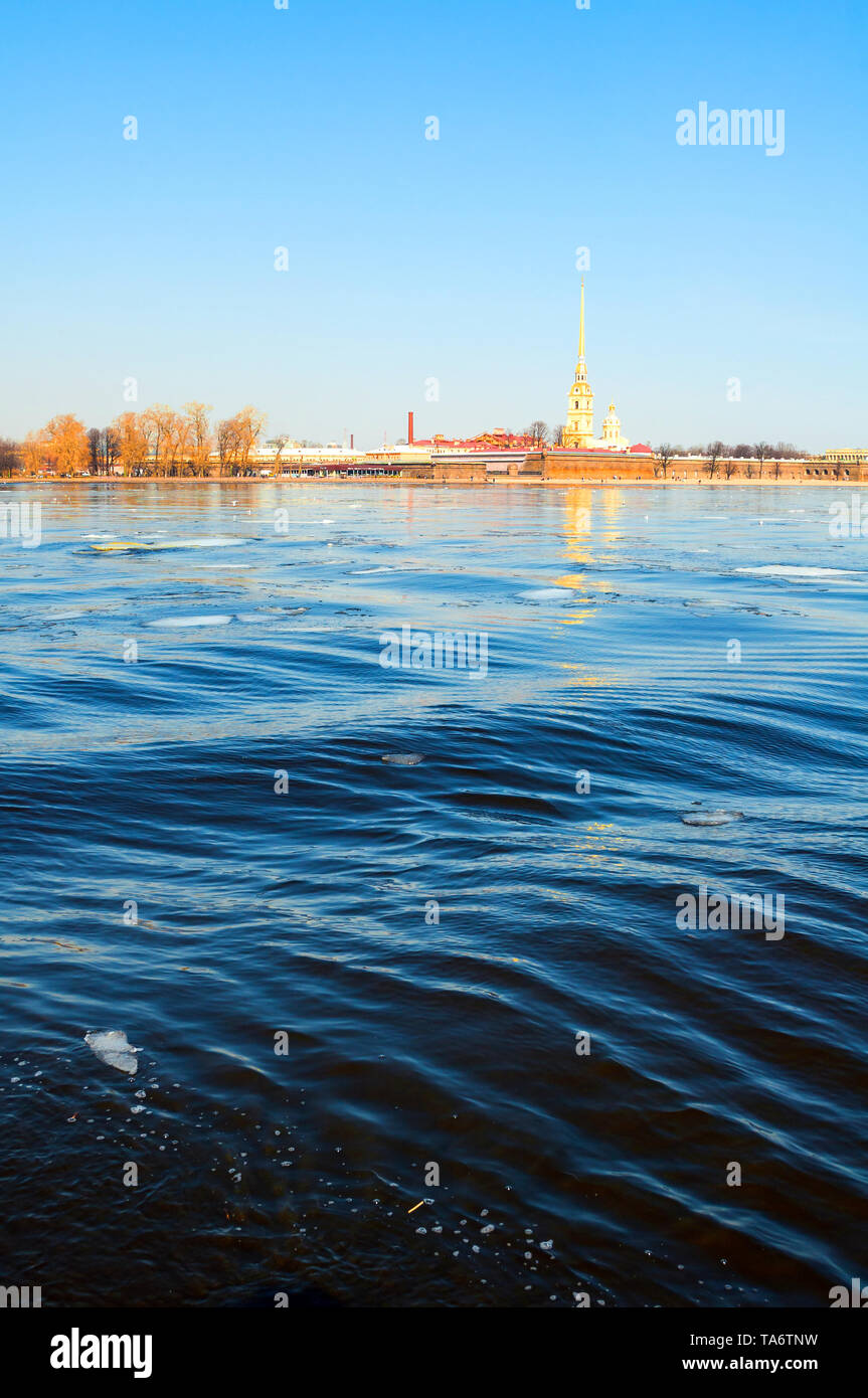 St Petersburg, Russia. Peter and Paul fortress at the bank of the Neva river in Saint Petersburg ...