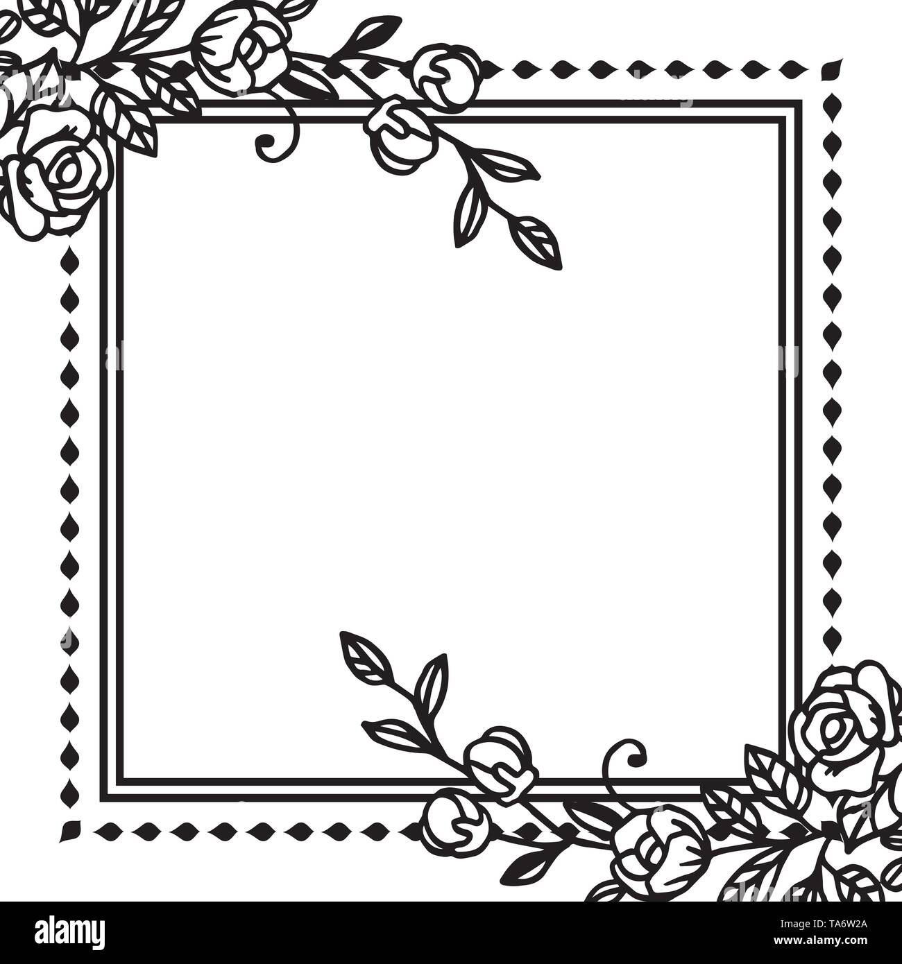 Vector illustration various drawing of flower frame for greeting card ...