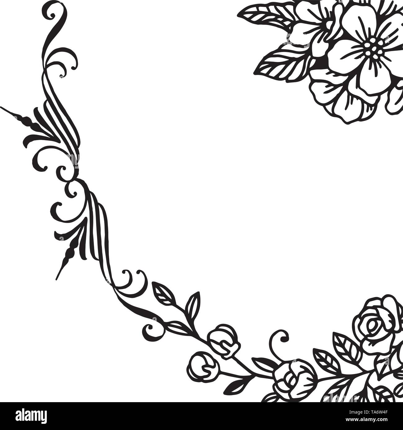 Vector illustration various drawing of flower frame for greeting card ...