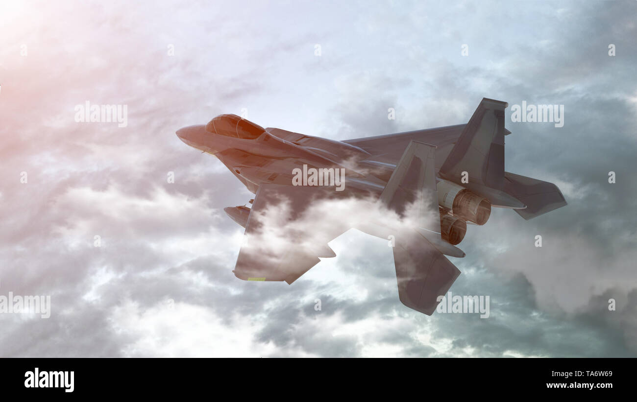 The jet plane on a background of the sky. 3d render Stock Photo - Alamy