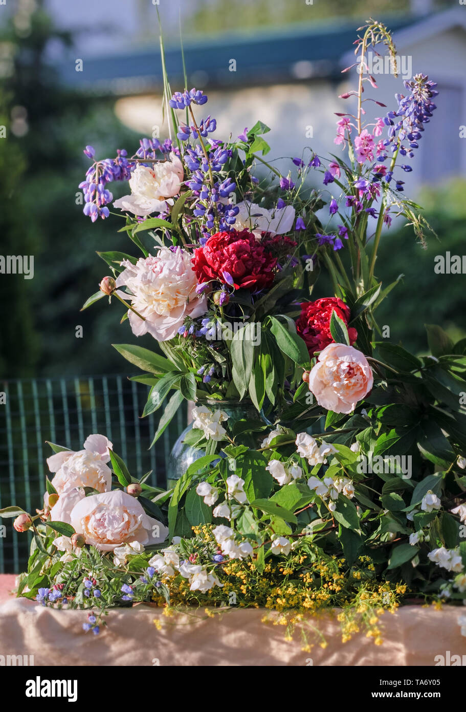 Beauty summer bouquet with peonies and other flowers Stock Photo - Alamy