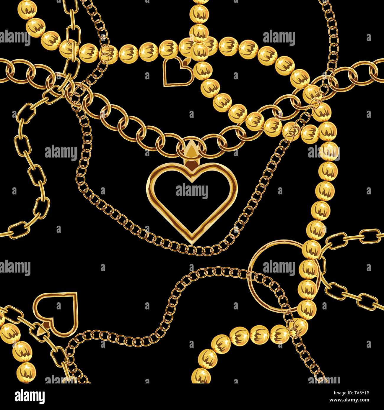 Cute gold chain texture seamless. Flat and solid color vector ...