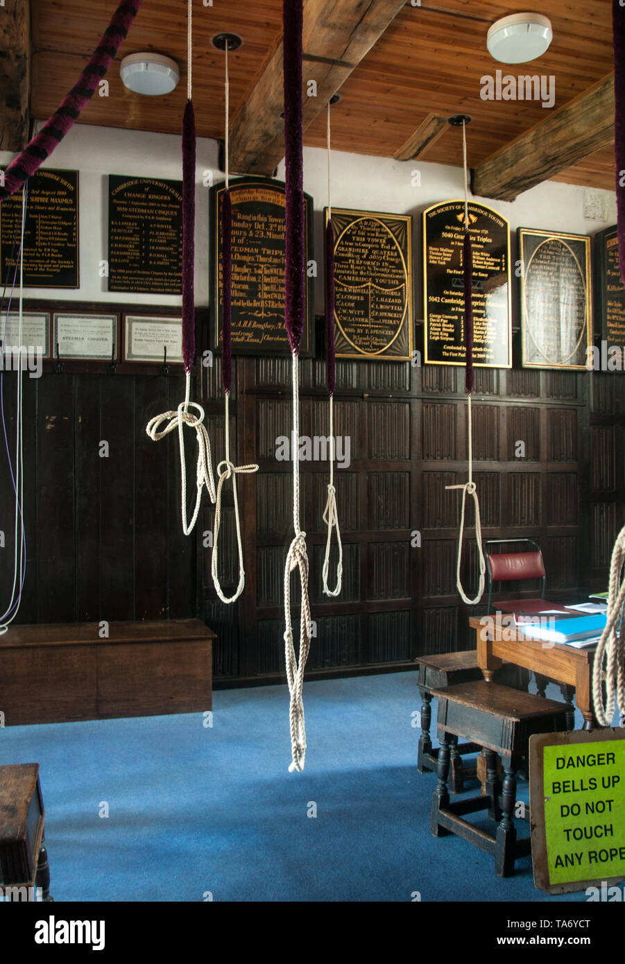 Bell Room of the Church of St Mary the Great, Cambridge, UK Stock Photo ...