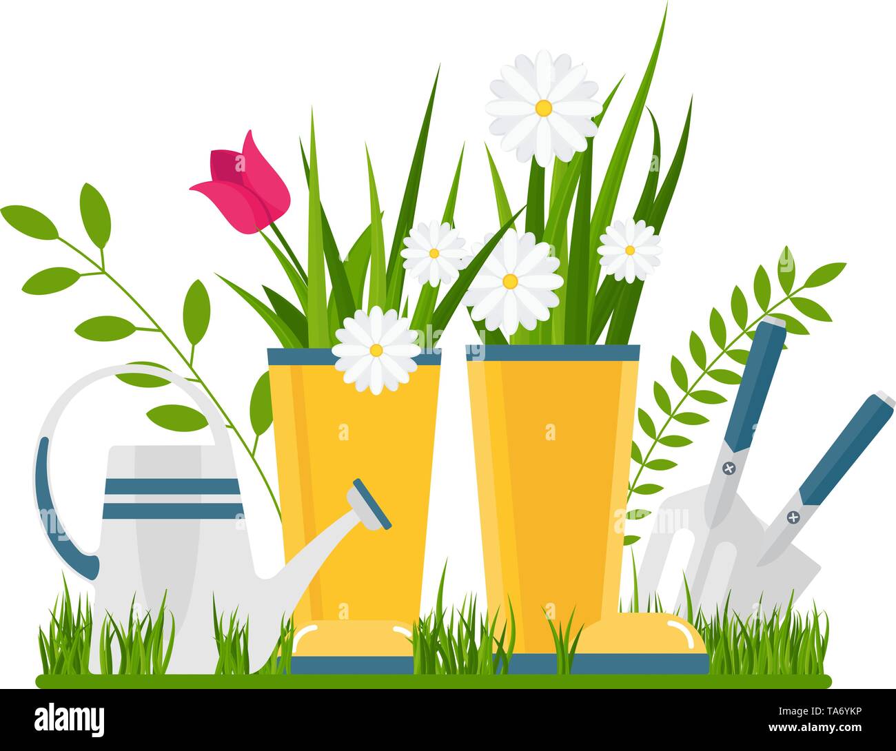 Flower bed in the front garden Stock Vector Image & Art - Alamy