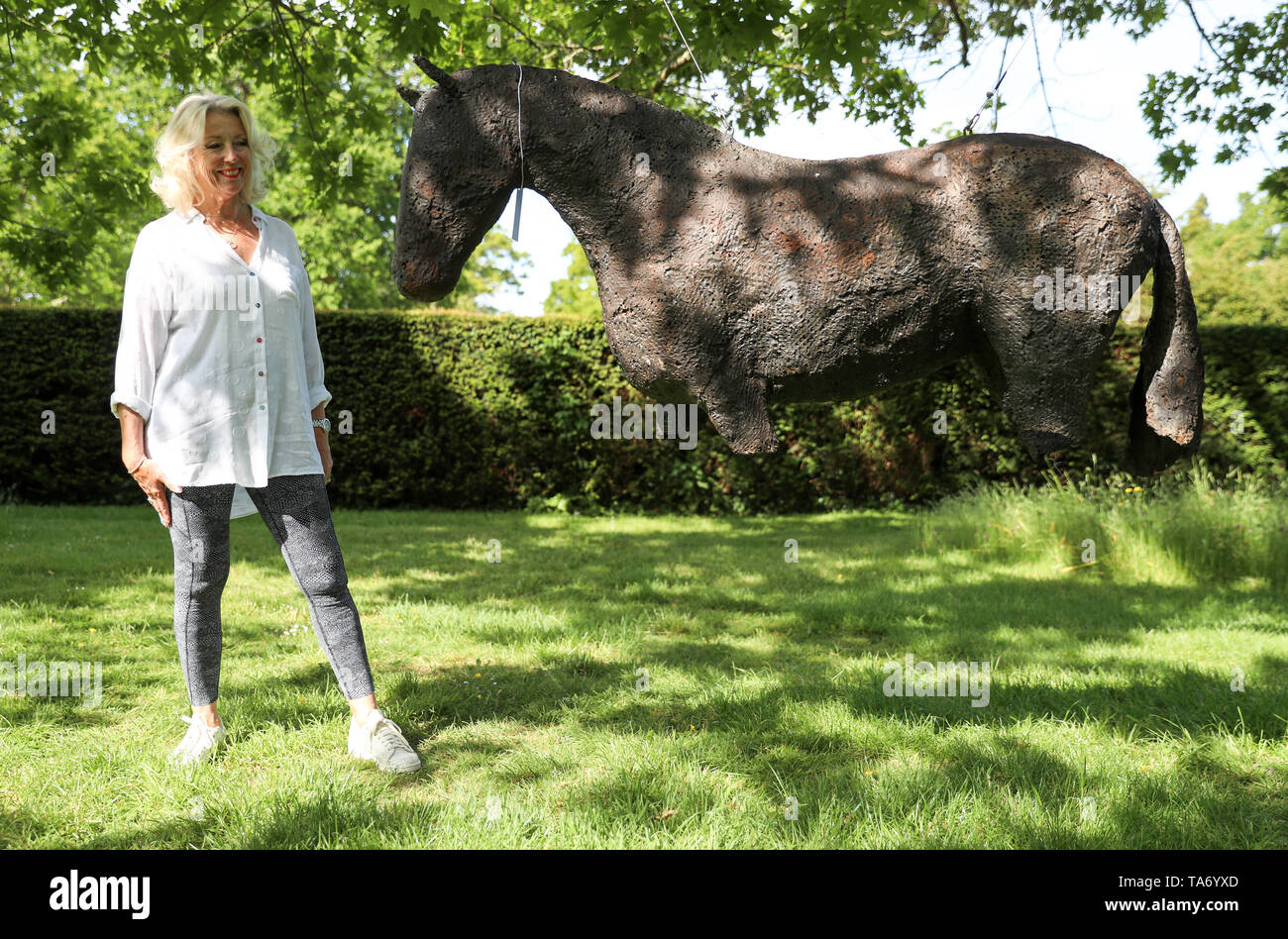 Kate McGovern admires the sculpture 'Moving Horses' by artist Alison ...