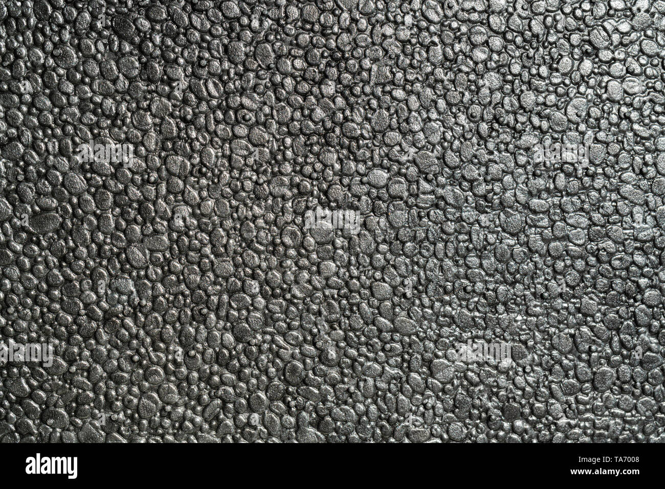 Black metalic polystyrene foam full frame macro shot background Stock ...