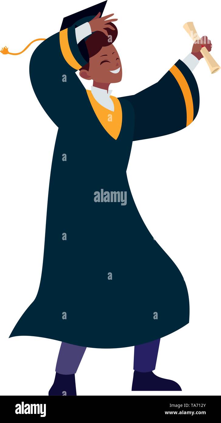 afro student boy graduated celebrating vector illustration design Stock ...