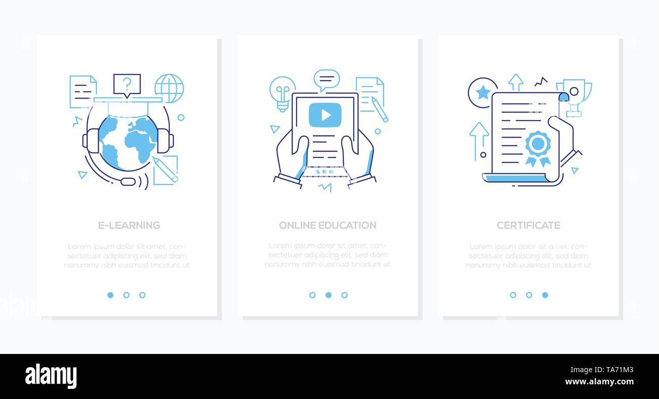 Online education - set of line design style vertical web banners Stock ...