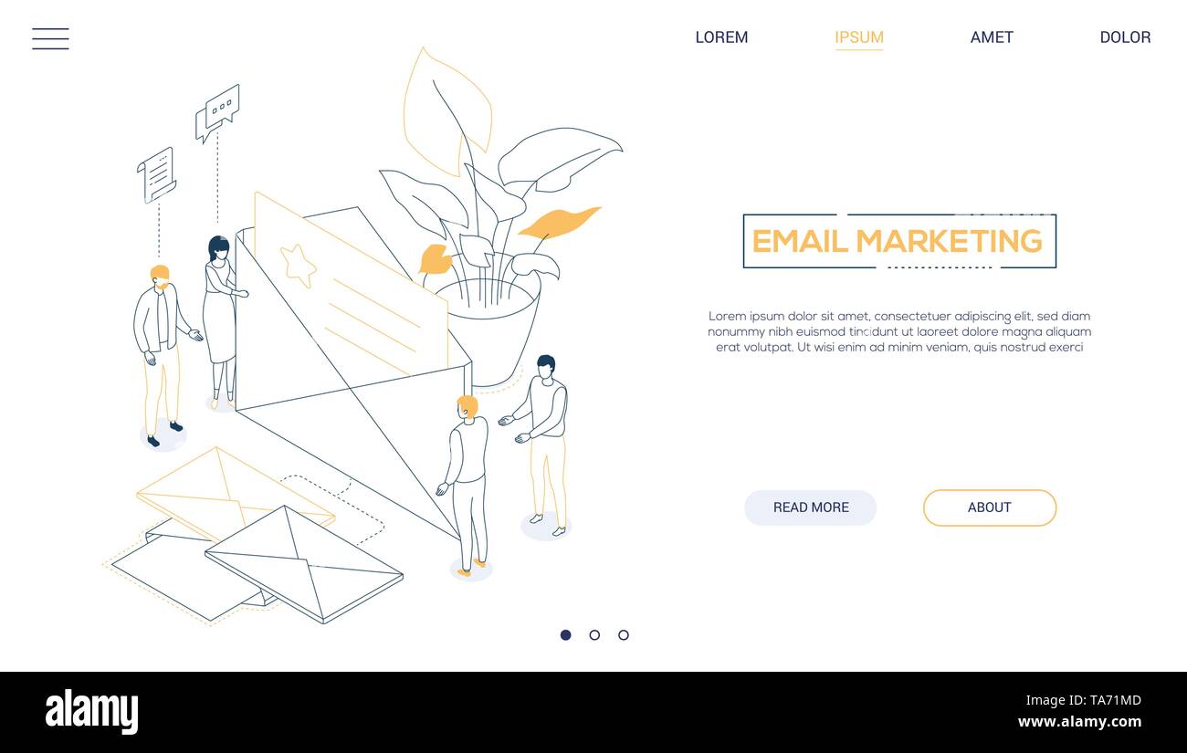 Isometric email social media Cut Out Stock Images & Pictures - Alamy