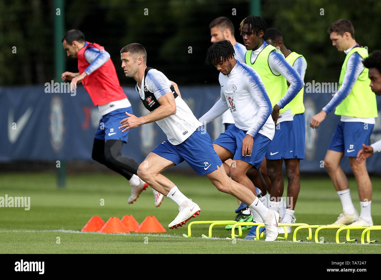 Chelsea's Gary Cahill during the training session at Cobham Training ...