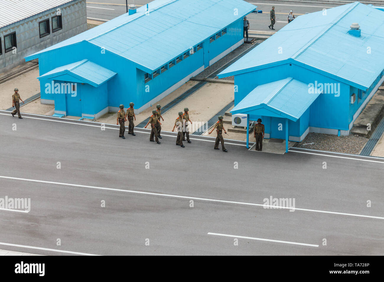 Panmunjom, North Korea - July 30, 2014: Border between North and South ...
