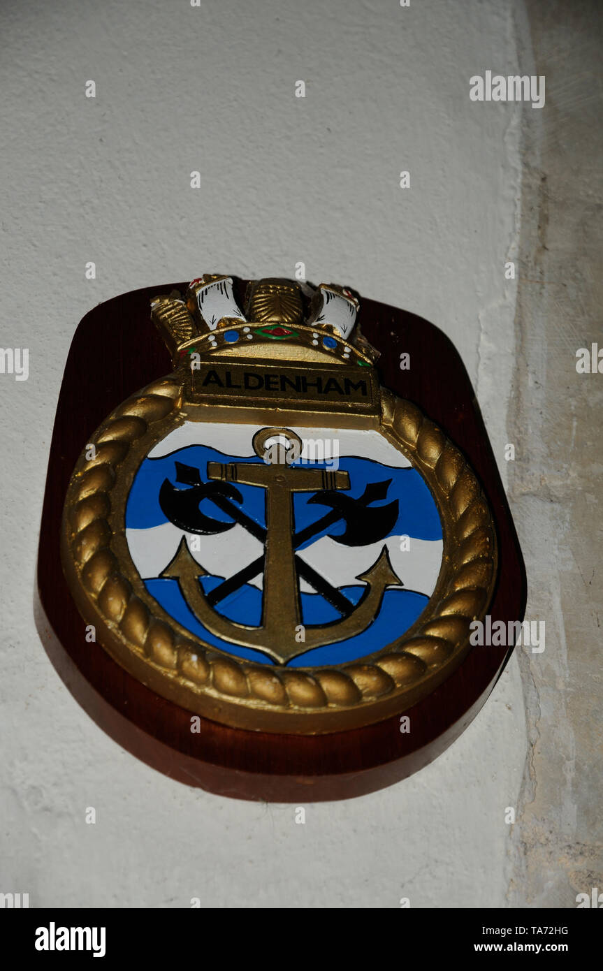 Crest of HMS Aldenham in St John the Baptist Church, Aldenham ...
