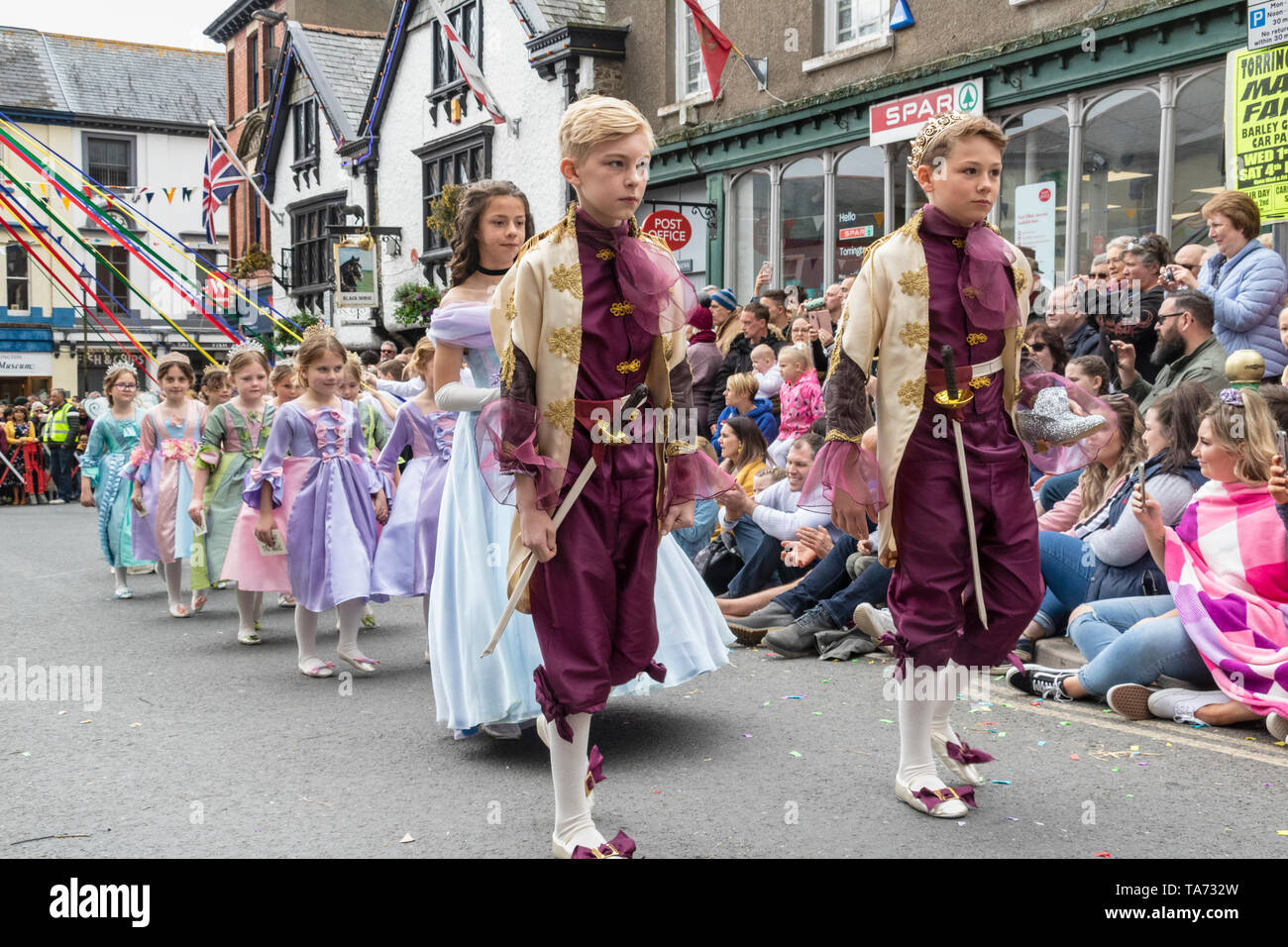 Detail of May Queen and Her Retinue Entering The Square. Crowning ...