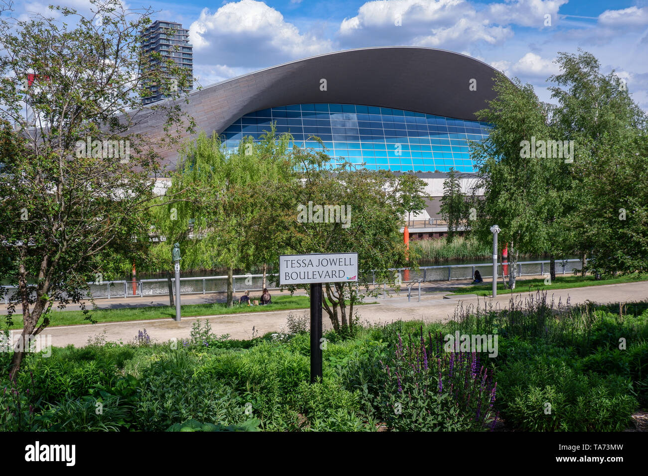 Tessa Jowell Boulevard ’ main pedestrian plaza walkway in the Queen ...