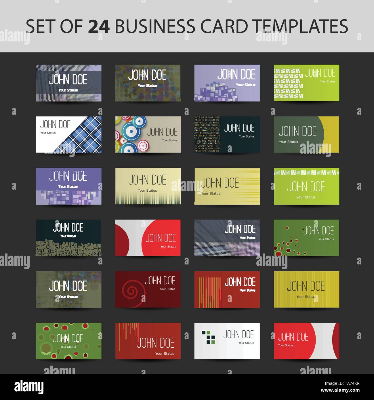 Collection of 24 Colorful Modern Styled Business or Invitation Cards ...