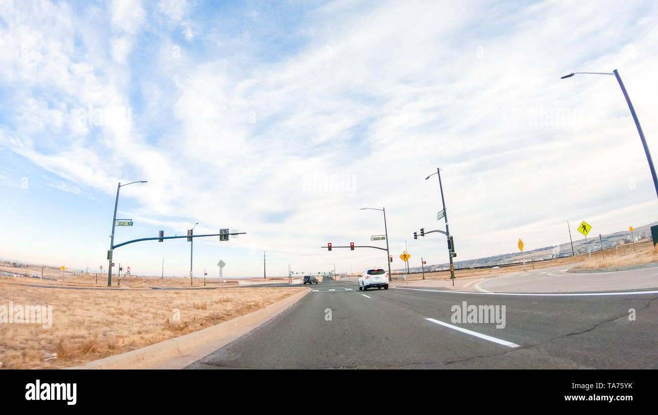 Road intersection in rural suburban neighborhood Stock Photo - Alamy