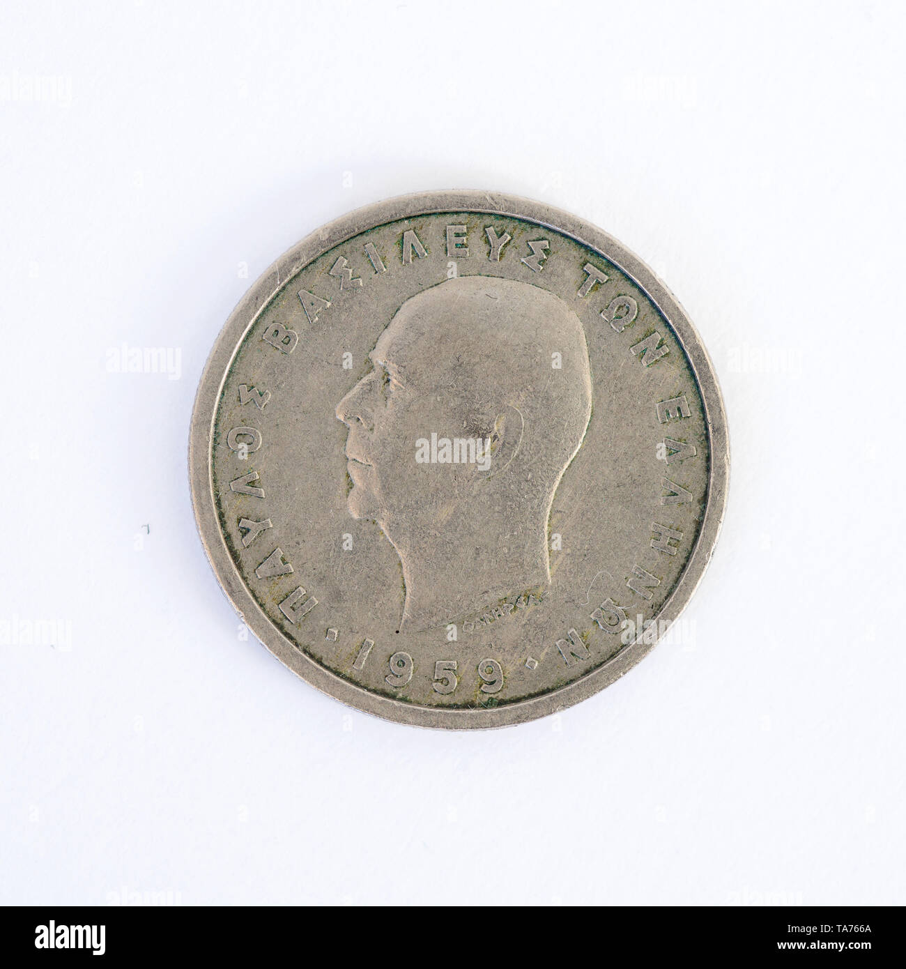 Greek 2 Drachmai coin - 1959 Stock Photo - Alamy