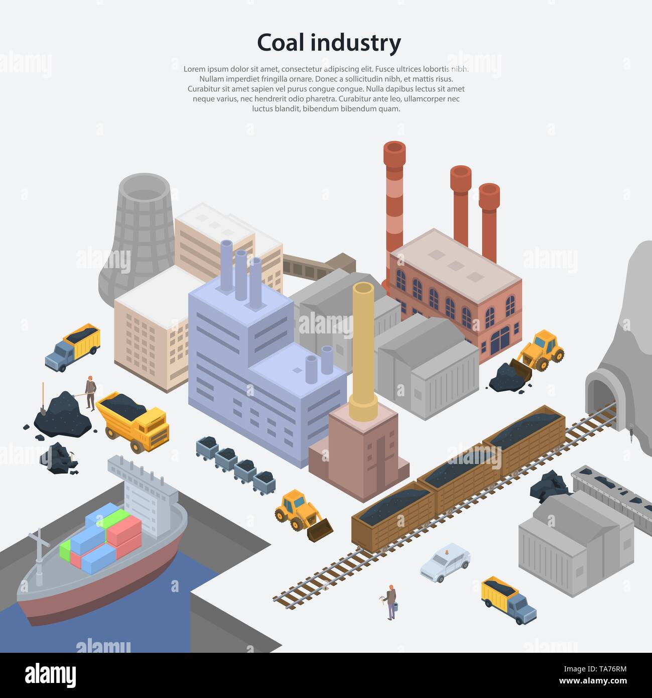 Coal industry plant concept background, isometric style Stock Vector ...