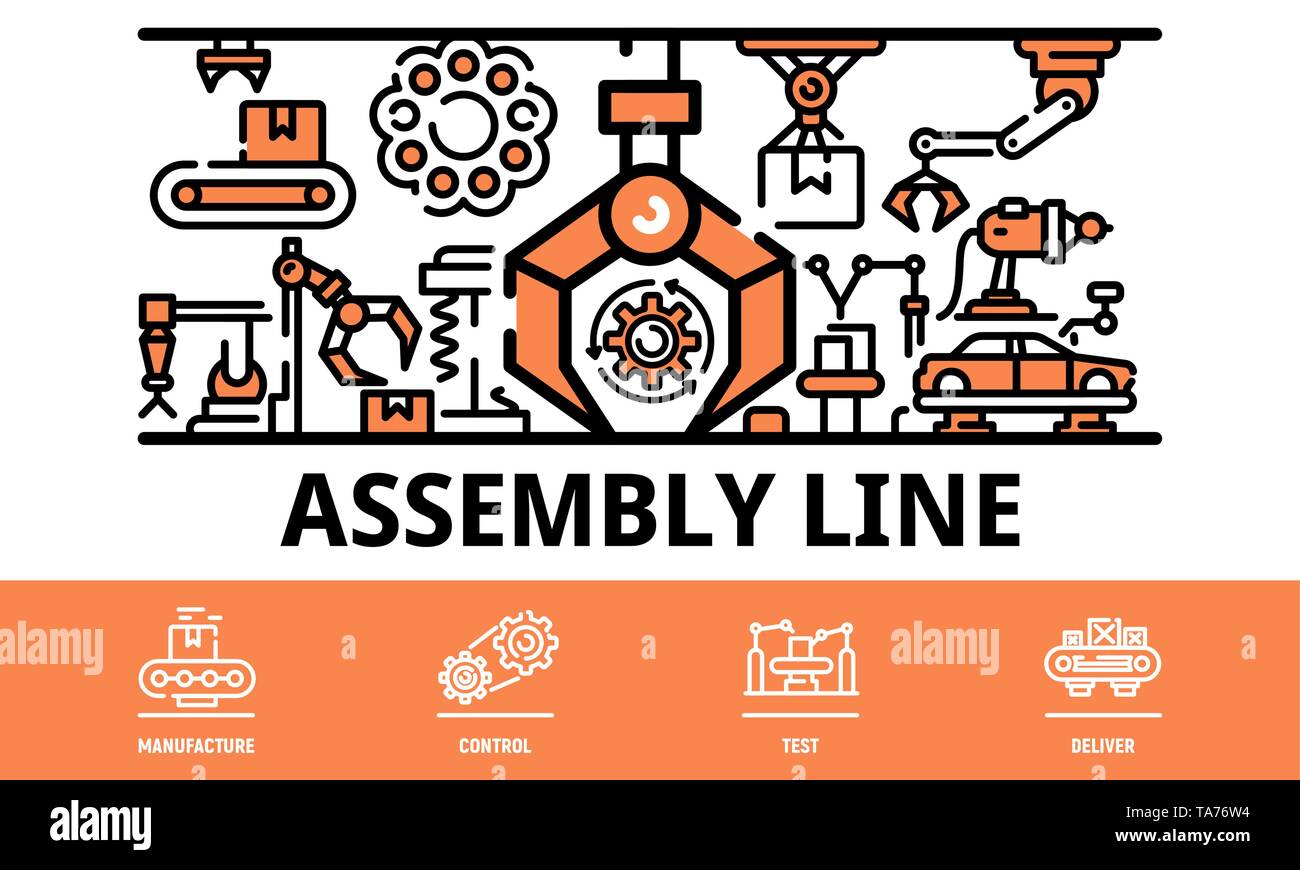 Assembly line banner, outline style Stock Vector Image & Art - Alamy