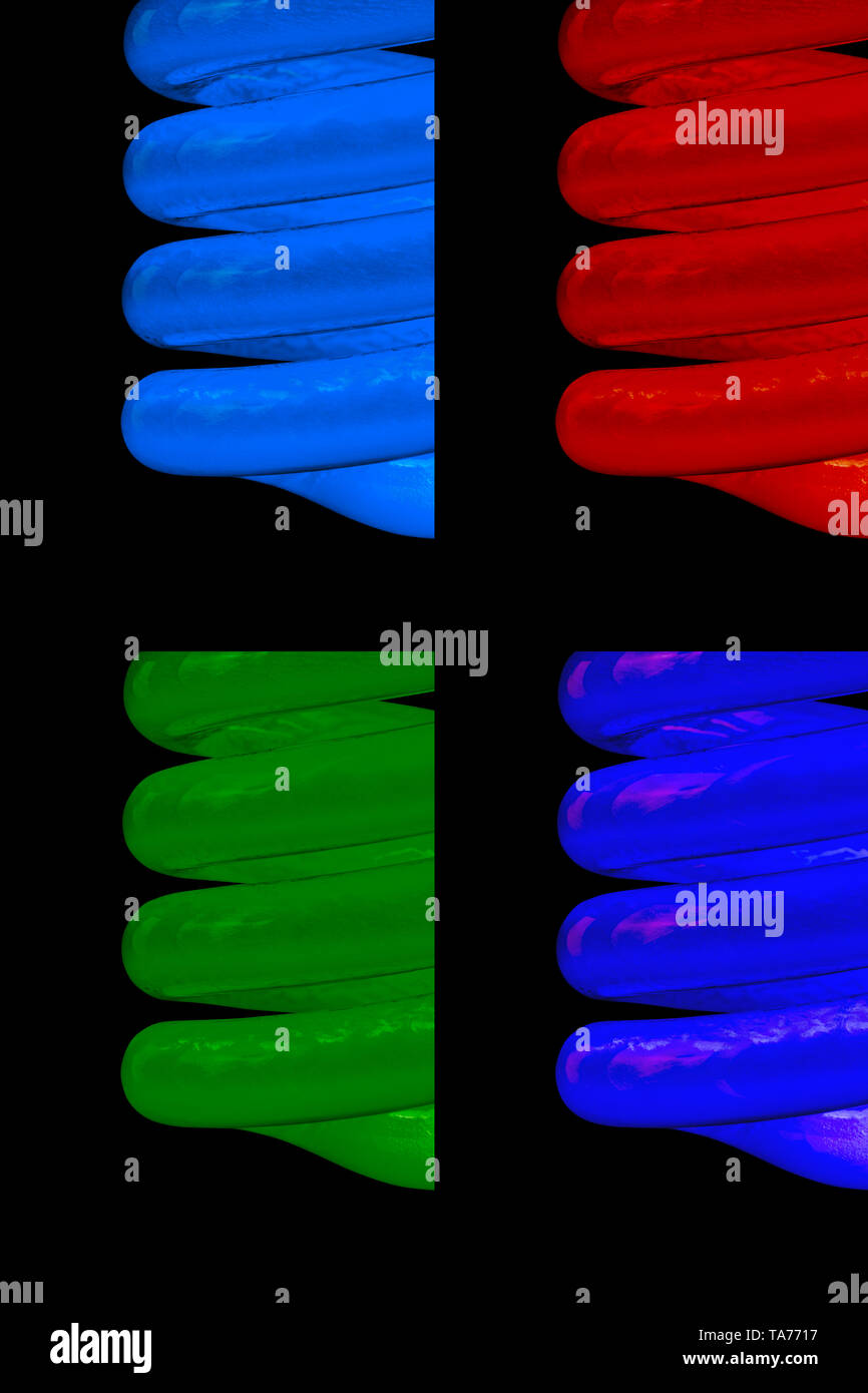 set of colored CFL neon light bulbs on black background Stock Photo - Alamy