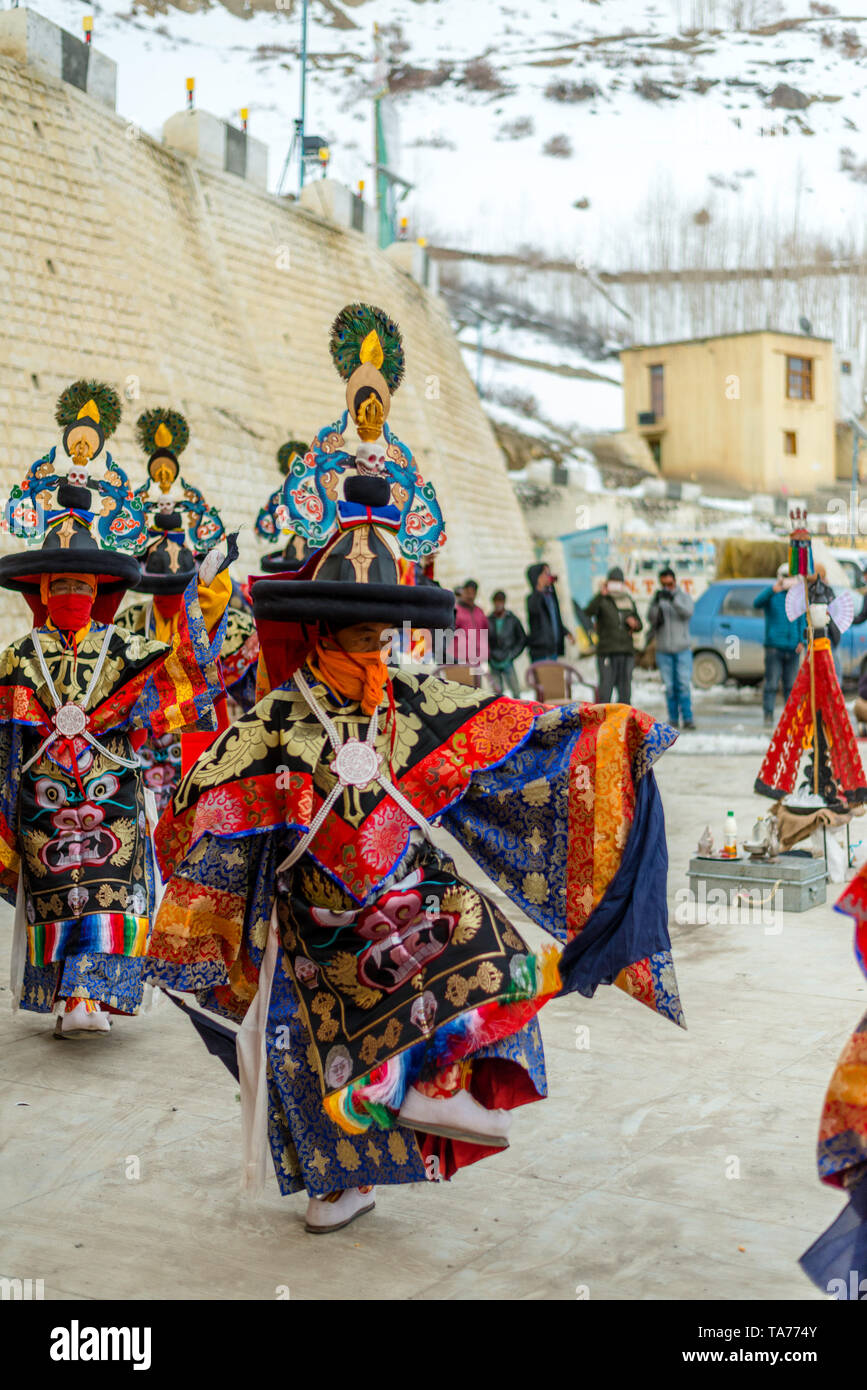 Spiti, Himachal Pradesh, India - March 24, 2019 : Traditional Lama Mask ...