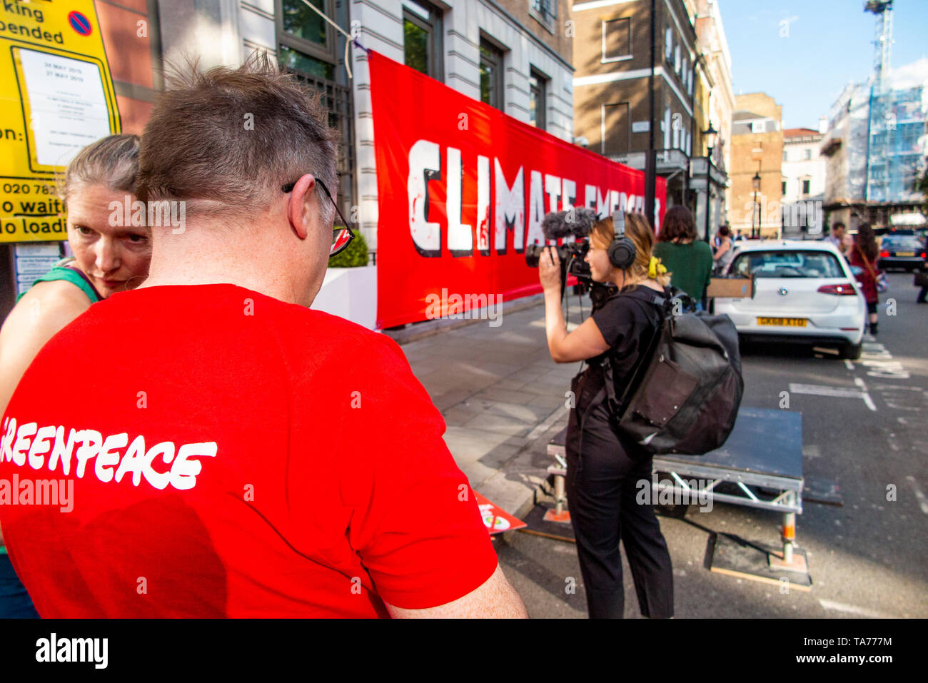 22nd May 2019 Greenpeace demonstrate outside BP Headquarters in St ...