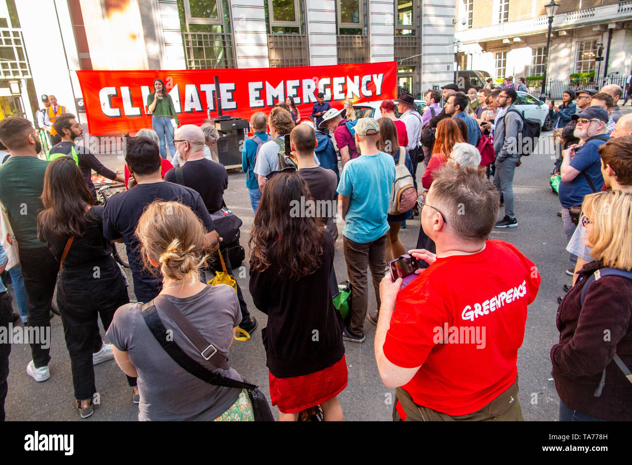 22nd May 2019 Greenpeace demonstrate outside BP Headquarters in St ...