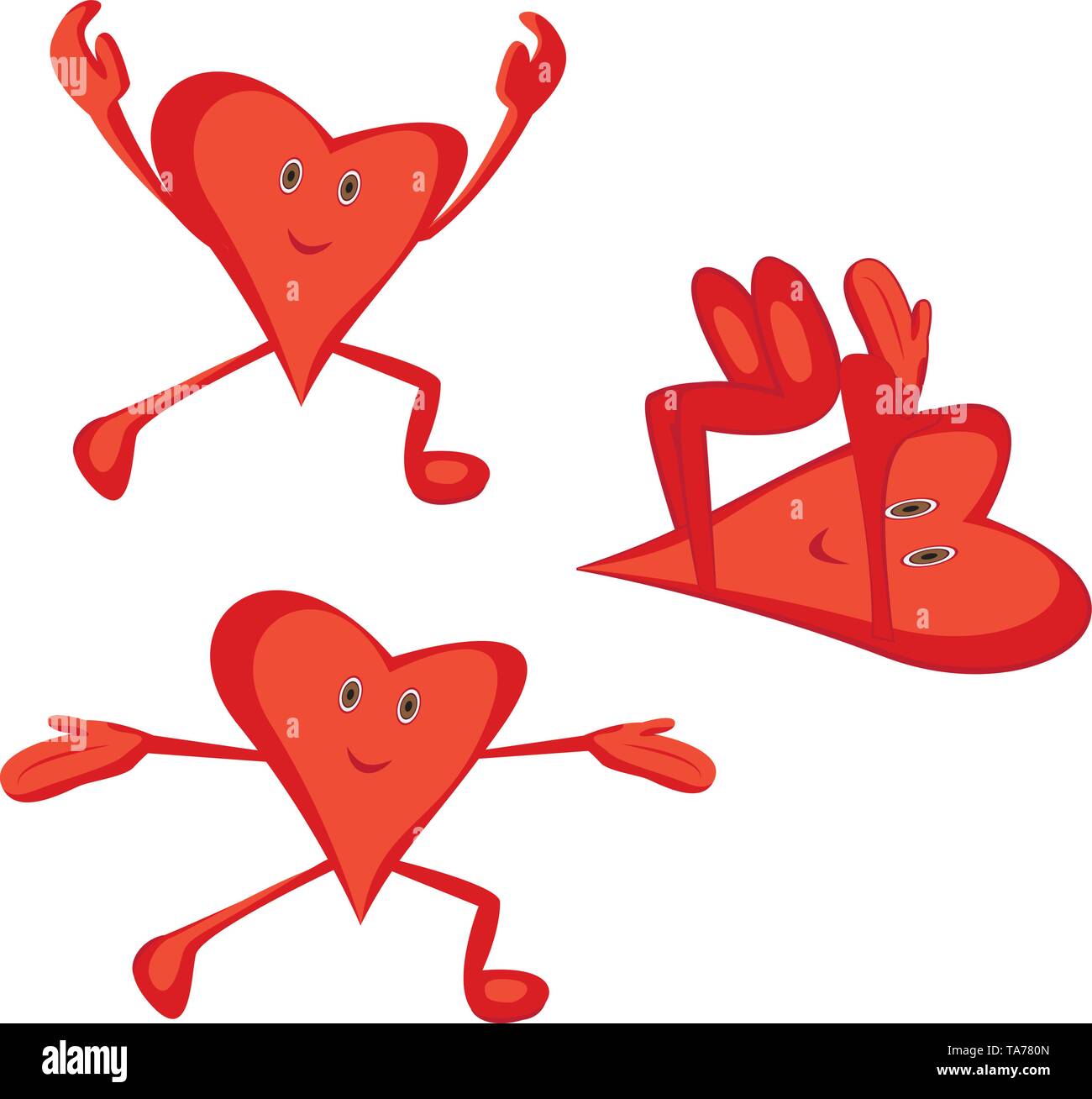 Morning cardio exercises for a healthy heart concept. Cartoon hearts ...