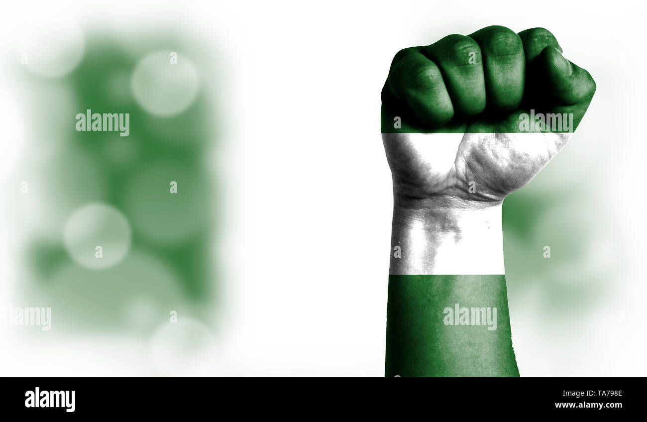 Flag of Nigeria painted on male fist, strength,power,concept of ...