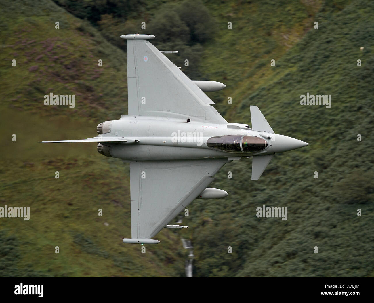 RAF Eurofighter Typhoon flying low level through the Mach Loop In Wales ...