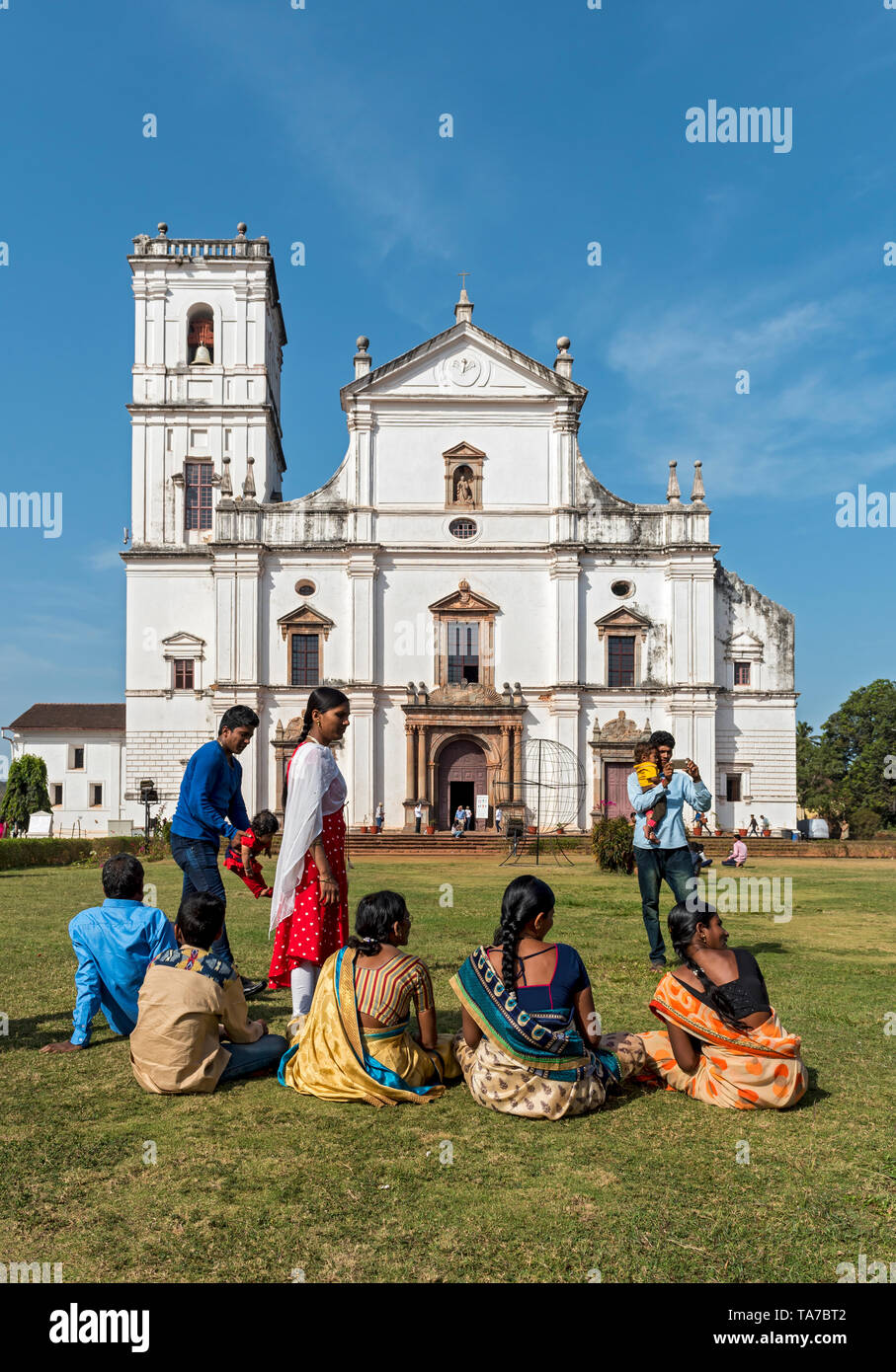 Group of indian tourists in front of se cathedral hi-res stock ...