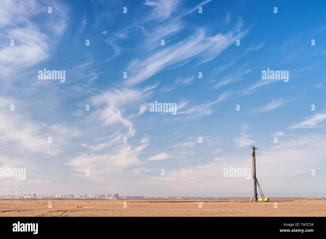 Site ready for building construction. Panoramic landscape with sand ...