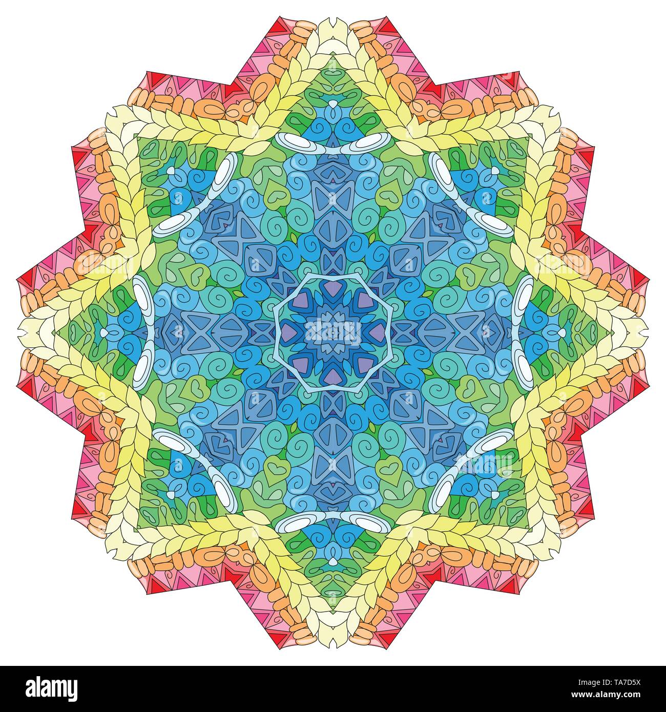 Decorative round ornaments. Unusual flower shape. Oriental vector, Anti ...