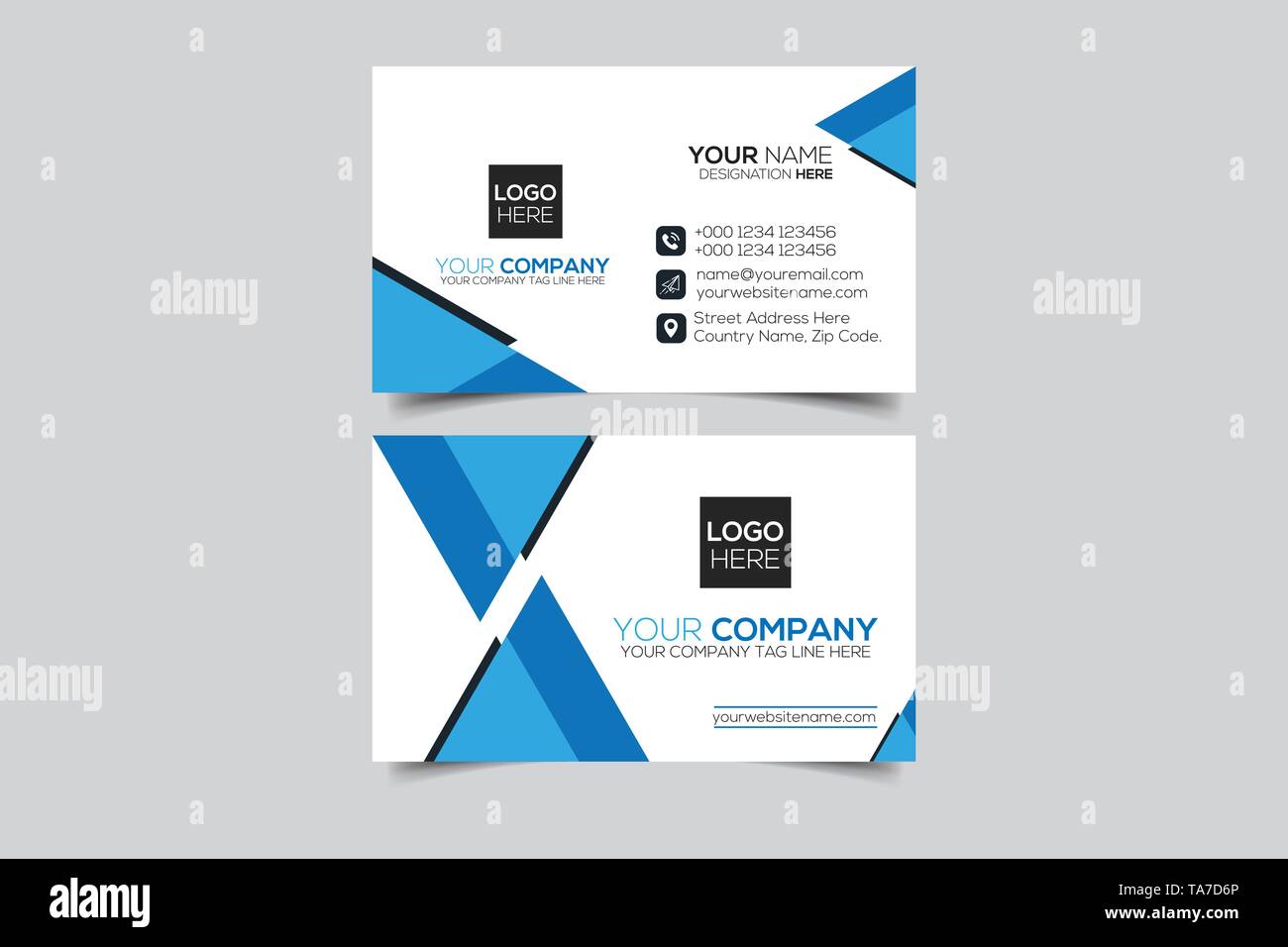Triangle Modern Business Card Design Cyan Color Stock Vector Image ...